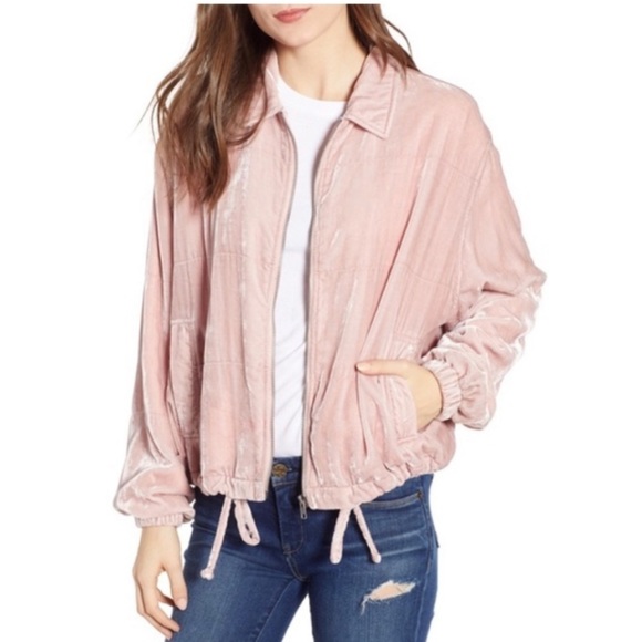BB Dakota | Jackets & Coats | Bb Dakota Pink Velvet Bomber Jacket ...
